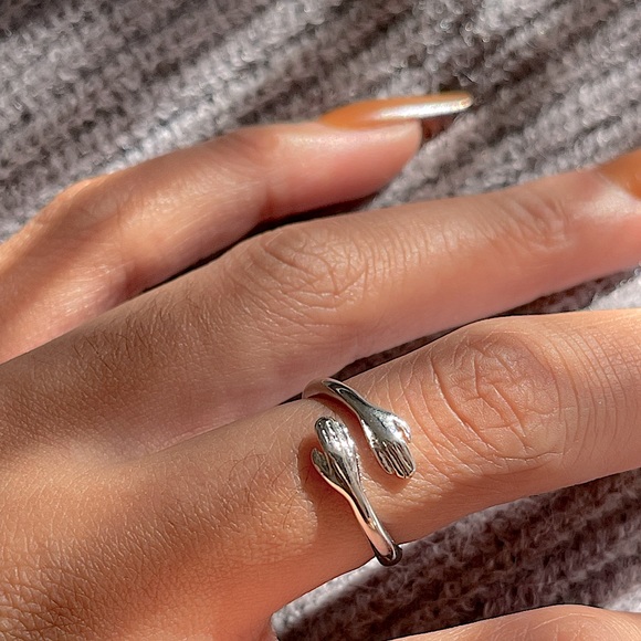 Jewelry | Silver Hands Hug Fashion Minimalist Jewelry Cuff Ring One ...